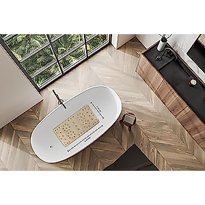 Splash Home Deluxe Softee Bathtub Mat, Non-Slip Extra-Long Shower Mat with 58 Suction Cups and Drain Holes Bath Mat for Tub, 36 L x 17 W, Machine Washable, PVC Foam - Taupe, Twin XL