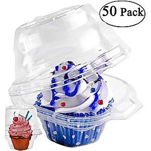 pack of 50 individual cupcake containers Strong and Sturdy Clear Plastic Cupcake Muffin Containers disposable 1 Compartment cupcake containers Cupcake Carrier Holder single cupcake favor box plastic