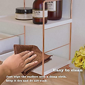 kaileyouxiangongsi Plastic/Metal Freestanding Stackable Organizer Shelf,Bathroom Countertop Storage Shelf Cosmetic Organizer Holder Kitchen Spice Rack,2-Tier Standing Rack (Rose Gold)