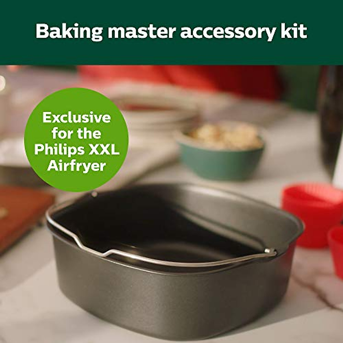 Philips Kitchen Appliances Master Accessory Kit with Baking Pan and Silicone Muffin Cups, XXL models, Black