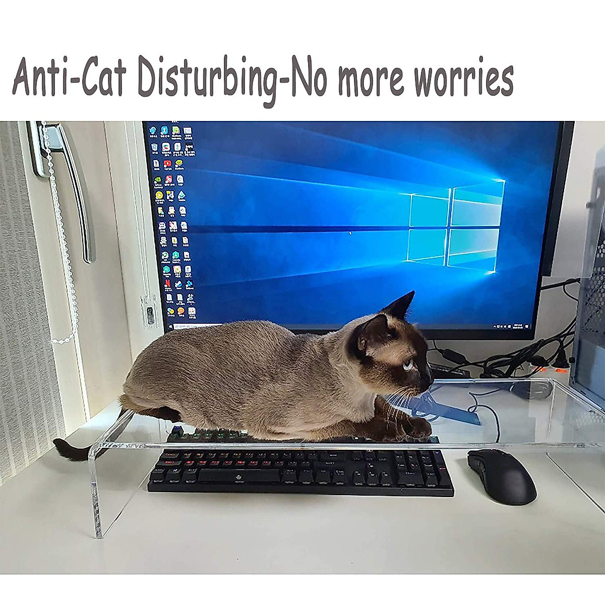 Clear Acrylic Keyboard Cover Protector Anti-Cat,2 in 1 Keyboard Bridge ...