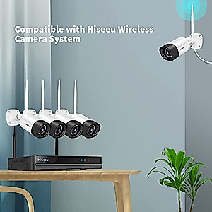 Hiseeu 2K Security Camera Wireless Outdoor, 2-Way Audio, 3MP Surveillance Cameras, IP66 Waterproof, 2.4Ghz Only, Motion Detection, IR Night, SD Storage, Compatible WiFi System, Work with Alexa