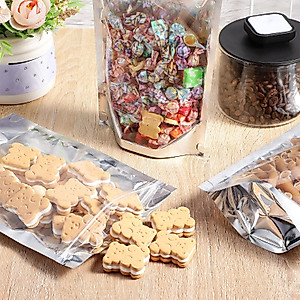 200 Pieces Resealable Polyester Film Bags Clear Front Polyester Film Bags Edible Packaging Bags Stand Up Aluminum Foil Seal Bags Stand Up Bags