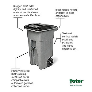Toter 32 Gal. Greenstone Trash Can with Wheels and Lid