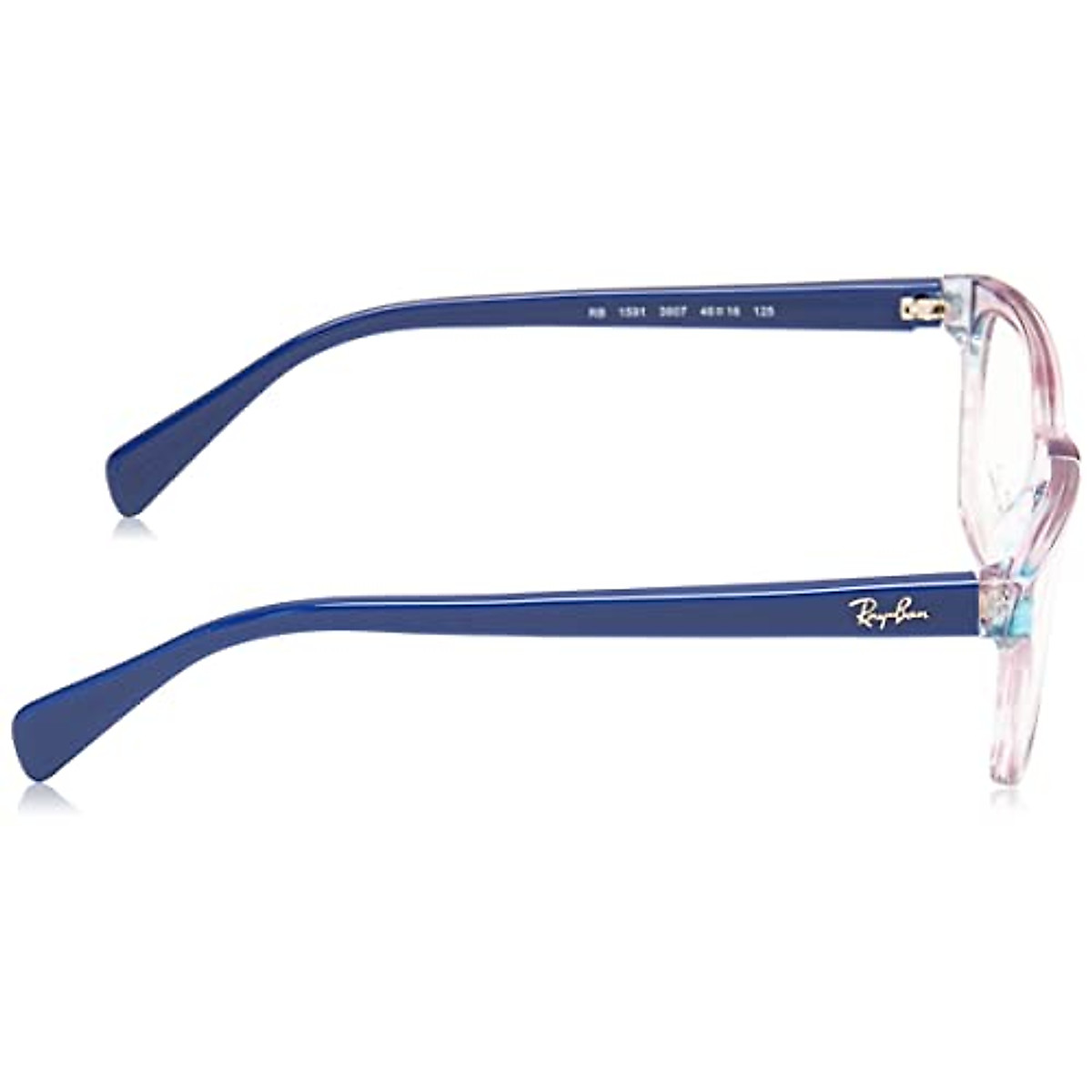 Ray-Ban Junior Girls' RY1591 Square Prescription Eyeglass Frames, Violet Striped Multicolor/Demo Lens, 48 mm