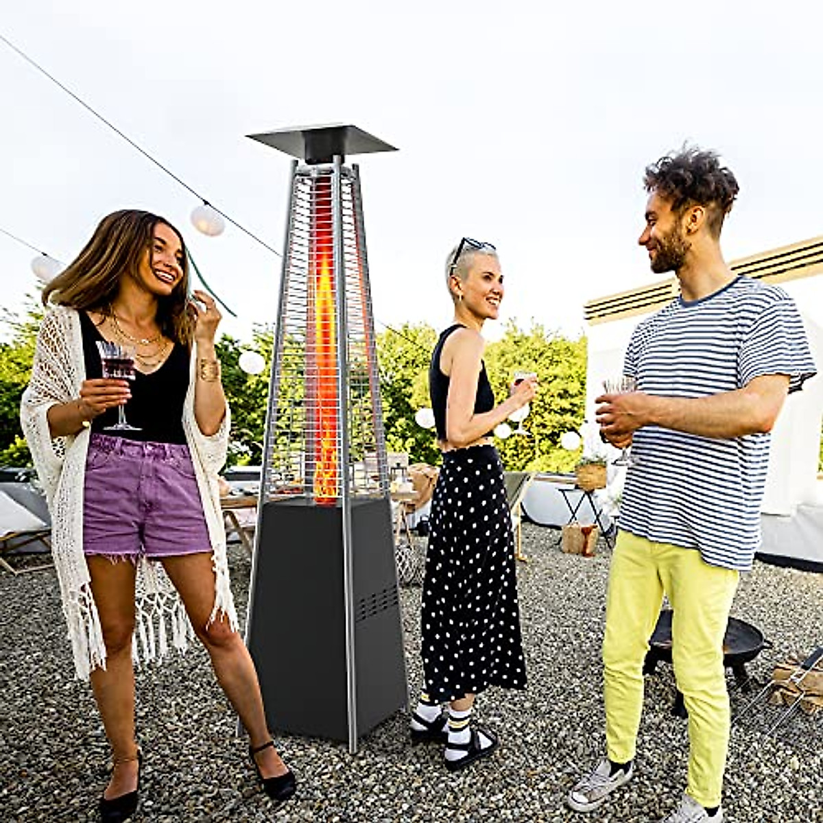 SafBbcue Patio Heater Glass Tube Replacement for 4-Sided Outdoot Liquid Propane Patio Heater, 49.5" Tall 4" Diameter Heater Temperature Resistant Quartz Glass Tube with Neoprene Ring for Patio Heater