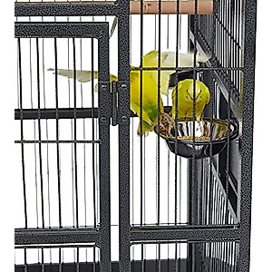 Kinsuite Large Bird Cage with Play Top, 68 Inch Iron Parrot Bird Cage with Rolling Stand for Parakeets Lovebird Cockatiel Pet Birds, Black