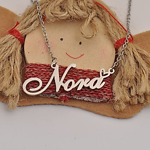 RONKAH Logan Custom Personalized Name Necklace with Heart Plated Customized Pendant Necklace Jewelry for Women Christmas Valentine's Day Birthday New year Mother's Day Silver