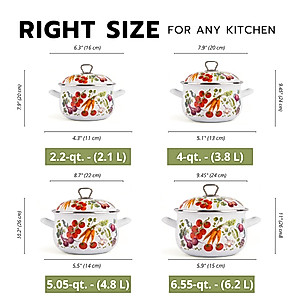Vegetable Garden Belly Deep Stock Pot with Decorated Lid, Stock Pot with Glass Lid, Cooking Pot with Lid and Handles, Multipurpose Pot Use for Home Kitchen (4-qt. (3.8 L))