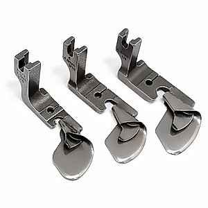 Fbshicung 5 Piece Industrial Curved Scroll Hemmer Foot （3.2mm/4.8mm/6.4mm/8mm/9.5mm） Hem Pull Tube Presser Foot Silk Chiffon Skirt Crimping Presser Foot