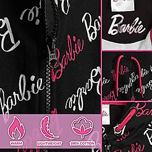 Barbie Loungewear Set, Comfy Cotton Clothes for Girls, Officially Licensed Outfit for Girls, Hoodie and Joggers Set, Black, Ages 7 to 8