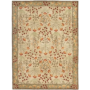 Restoration and Renovation Handmade Floral Adeline Beige/Blue Tulips Traditional Crafted Wool Area Rug for Living Room Bedroom and Kitchen (10X8 FT, Multi)
