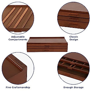 VISWIN Upgraded 3-Drawer Wood Artist Supply Storage Box with Removable Dividers, Premium Beech Wood Art Storage Box, Portable Organizer Box for Paints, Pastels, Pencils, Brushes and Art Supplies