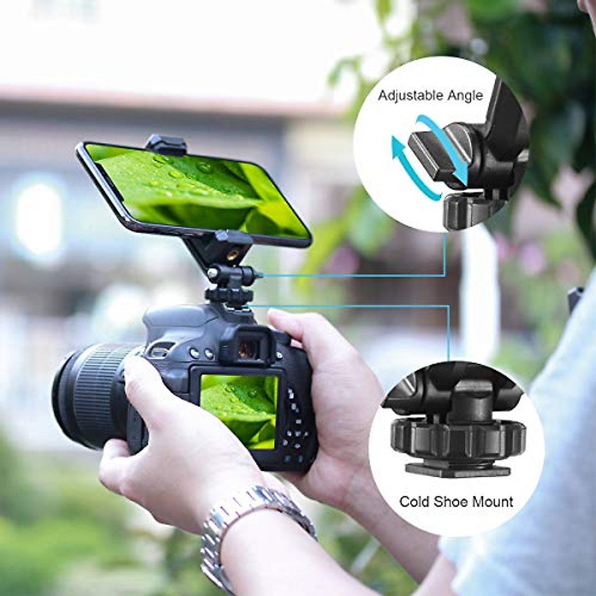 ULANZI Universal Phone Tripod Mount with Cold Shoe Mount, Rotates and Adjustable Clamp Holder Smartphone Clip Adapter for iPhone 11 Pro Max X XR Xs Max 8 7 Plus Samsung Galaxy s10 s9 Note10 Google