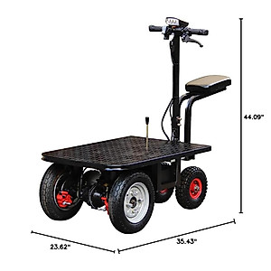 SwAcch Commercial Electric Products Platform Truck Motorized, Heavy Duty Table Cart Dolly, Pallet Truck Dolly, Large Capacity Foldable Rideable Electric Tow Tractor with Platform,1300lb