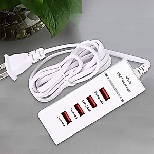 Scicalife Desktop USB Charging Station 4 Ports USB Charger Portable Fast Charging Surge Protector Power Strip for Smartphone Tablet Laptop Computer(White,US Plug)
