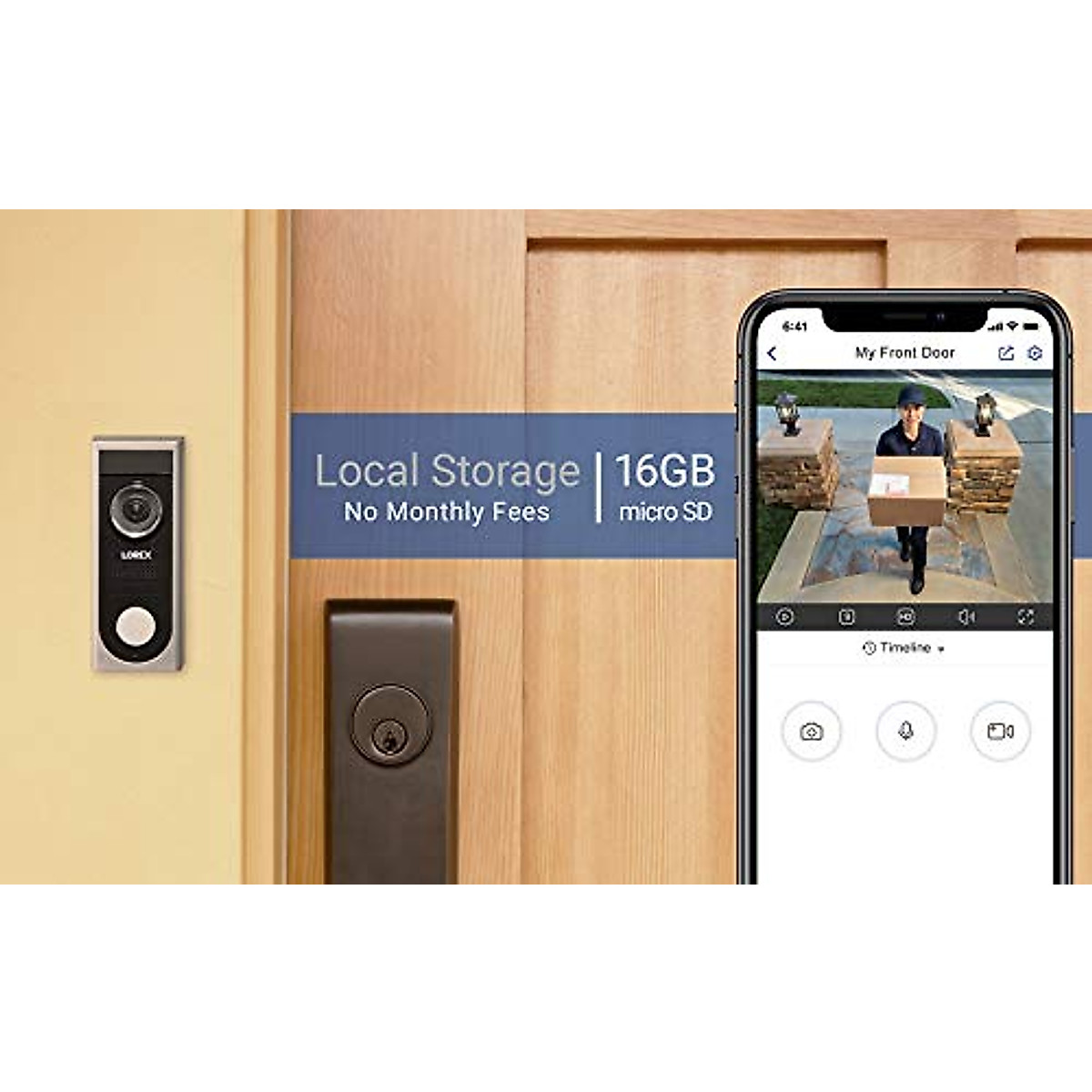 Lorex 1080p Wi-Fi Video Doorbell Security Camera with Motion Detection, Smart Security Lighting, IR Night Vision, Ultra Wide Angle Lens & 2-Way Talk – Includes 16GB SD Card [Requires Wiring]