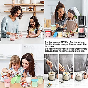 AZLESLOG 16 oz. Containers | Extra Replacement Pints and Lids - Compatible with NC300, NC301,CN305A, NC299AM Series Ice Cream Makers, Airtight and Dishwasher Safe (Pink+Blue+Green+Grey-4 Pack)