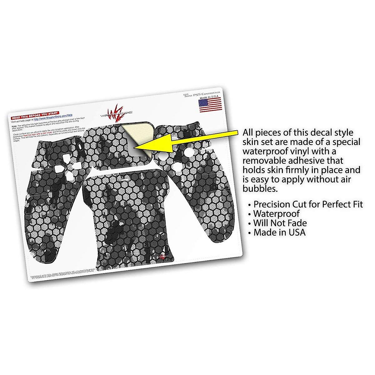 WraptorSkinz Skin Wrap compatible with Sony PS5 DualSense Controller HEX Mesh Camo 01 Gray (CONTROLLER NOT INCLUDED)