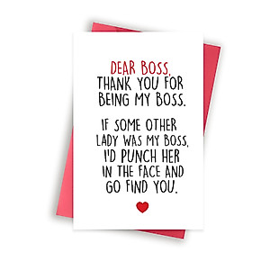 Huameigf Happy Boss’s Day Card for Boss Lady, Cute Card Gifts for Boss Lady, Funny Boss Birthday Card from Employee, Dear Boss Lady Gifts for Women Her