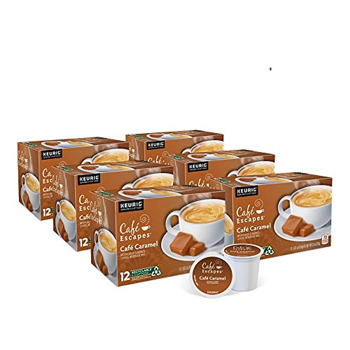 Cafe Escapes Cafe Caramel Keurig Single-Serve K-Cup Pods, 72 Count (6 Packs of 12)