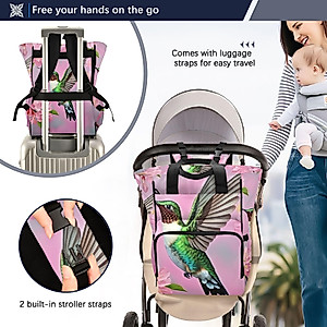 xigua Bird Hummingbird Diaper Bag Backpack Multi Function Baby Changing Bags Waterproof Large Capacity Travel Back Pack for Mom Dad