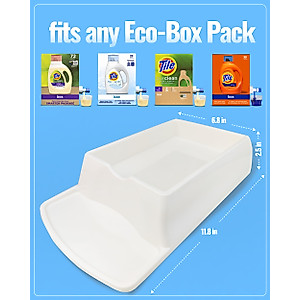 Skywin Detergent Box Riser (Eco Box), Raises Boxed Liquid Laundry Detergent Cup Holder & Drip Tray Catcher, Laundry Detergent Holder (White)