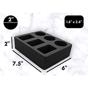 Polar Whale 2 Lotion and Body Spray Stand Organizers Tray Washable Waterproof Insert for Home Bathroom Bedroom Office 6 x 6 x 2 Inches 6 Slots Black 2pc Pair Set