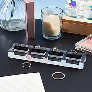 WEBEEDY 4 Slot Acrylic Ring Display Holder Inside Velvet Jewelry Organizer Stands for Retail Selling Rings Earrings Show Jewelry Storage Box Case Tray Holder