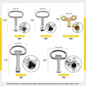 Mardatt 13 Pcs Utility Keys Kit Plumbers Key Tool Set 4 Way Service Cross Key, Triangle Cabinet Spanner Key, Water Tap Faucet Keys, Socket Keys for for Radiators Gas Electric Meter Boxes
