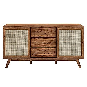 Modway Soma 59" Rattan High TV Stand Sideboard, Walnut