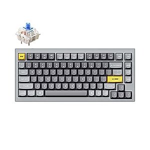 Keychron Q1 75% Layout RGB Hot-swappable Wired Custom Mechanical Keyboard, QMK/VIA Programmable Macro with Gateron G Pro Blue Switch Double Gasket Compatible with Mac Windows Linux (Grey) -Version 2
