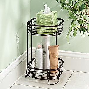 iDesign Forma Free Standing Bathroom or Shower Storage Shelves for Towels, Soap, Shampoo, Lotion, Accessories - 2 Tier, Bronze
