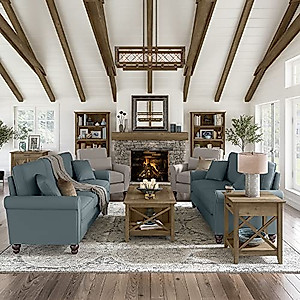 Bush Furniture Hudson U Shaped Sectional Couch, 125W, Turkish Blue Herringbone