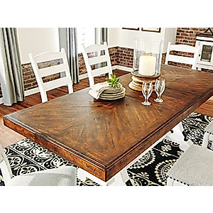 Signature Design by Ashley Valebeck Farmhouse Rectangular Extension Dining Table, Fits up to 8, White & Brown
