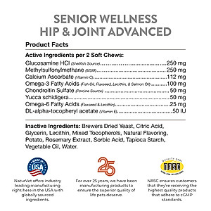 NaturVet – Senior Wellness Hip & Joint Advanced Plus Omegas | Help Support Your Pet’s Healthy Hip & Joint Function | Supports Joints, Cartilage & Connective Tissues | 120 Soft Chews