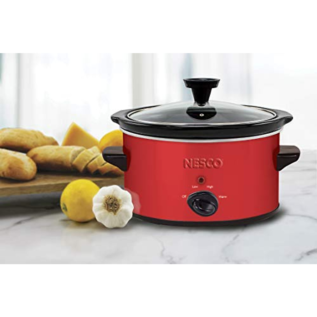NESCO SC-150R, Oval Slower Cooker, Red, Ceramic, 1.5 quart, 120 watts