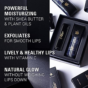 Scott Hamish Courage Lip Balm & Case Gift Set - Pure Cowhide Leather Chapstick Holder with Hydrating Lip Balm for Dry Cracked Lips - Flavored Lip Balm & Lip Balm Holder Gift Set for Men