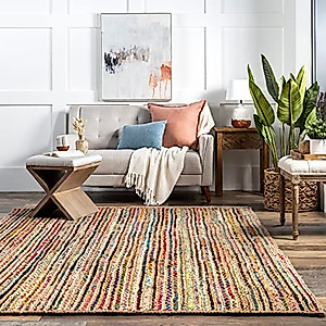 nuLOOM Aleen Bohemian Cotton/Jute Area Rug, 5x8, Multi