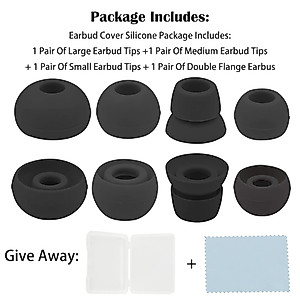 Earbud Tips Replacement for Powerbeats 1 2 3 Wireless Beats by Dre Headphones - Silicone Cover Compatible With Earbuds, 4 Pairs (Black)