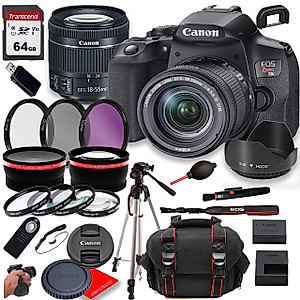 Canon EOS Rebel T8i DSLR Camera with 18-55mm Lens++ Case + 64GB Memory(28pc Bundle)