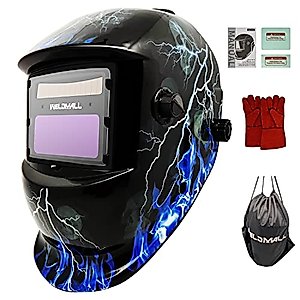 WELDMALL True Color Solar Power Auto Darkening Welding Helmet Welder Hood with Adjustable Shade Range for Mig Tig Arc Sensor Welder Mask WM-110