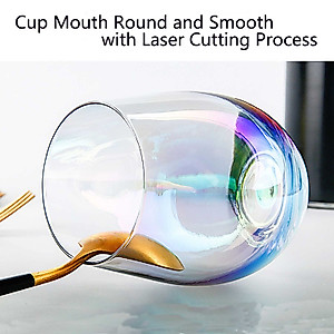 HELLWANG Stemless Wine Glasses, 20 Ounce Seven Color Dazzling Wine Glass for Red or White Wine, Whiskey- Pool Party Beach Travel Cups (Set of 1)