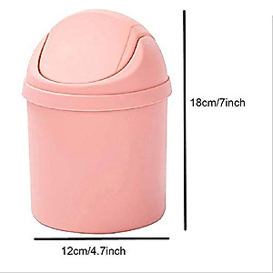 Bonlting 2Pcs Mini Table Trash Can Plastic Small Tiny Desktop Wastebasket Trash Can with Swing Lid for Bathroom Vanity Countertop or Table(Pink Purple)