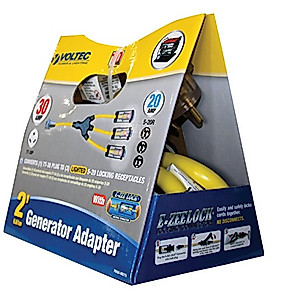 Voltec 04-00215 2ft 10/3 TT-30P Generator "W" Adapter w/E-Zee Lock & (3X) 5-20R Lighted Receptacles