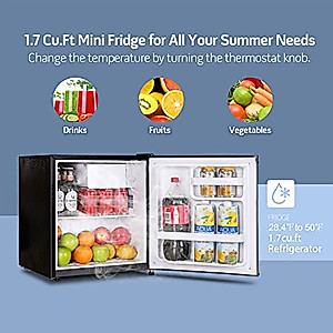 Frestec 1.7 Cu.Ft Mini Fridge with Freezer,Mini Fridge for Bedroom,Small Refrigerator,Dorm Refrigerators with Freezer,Compact Refrigerator for Office,Apartment,Dorm,Bedroom (Modern Black)