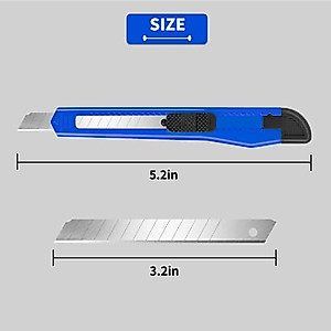 8 Pack Utility Knife Box Cutters (9mm Wide Blade Cutter 4 Colors) Box Cutter Retractable, Compact Utility Knives, Extended Use for Office, Craft, Razor Knife, Paper Knife, Disposable Box Opener