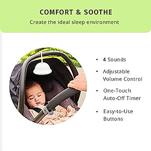 Homedics Sound Machine for Babies and Parents On-The-Go. Integrated Clip White Noise Sound Machine with Heartbeat and Lullaby Sounds. Downward Facing Speaker for Strollers