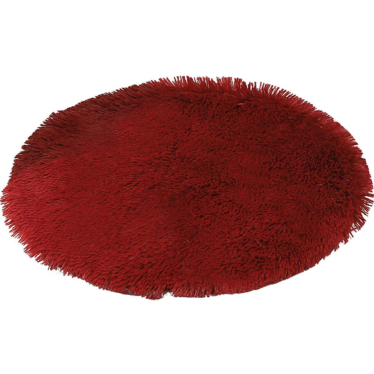 Kelendle 16 Inch Plush Dog Bed Mat Warm Fluffy Round Puppy Crate Pad with Anti-Slip Waterproof Bottom Soft Comfy Pet Kennel Mat for Small and Medium Dogs Sleeping(Claret)