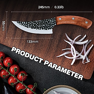 FONGSING Viking Knife cuchillos para carniceria Chef knife Butcher Knife Forged Boning Knives pocket knife husk knife hunting knife Camping knife is suitable for meat cutting BBQ Family Gathering